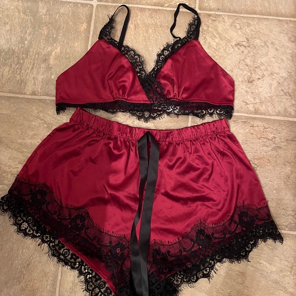 Fashion Nova | Intimates & Sleepwear | Fashion Nova Red Silky Pajama ...